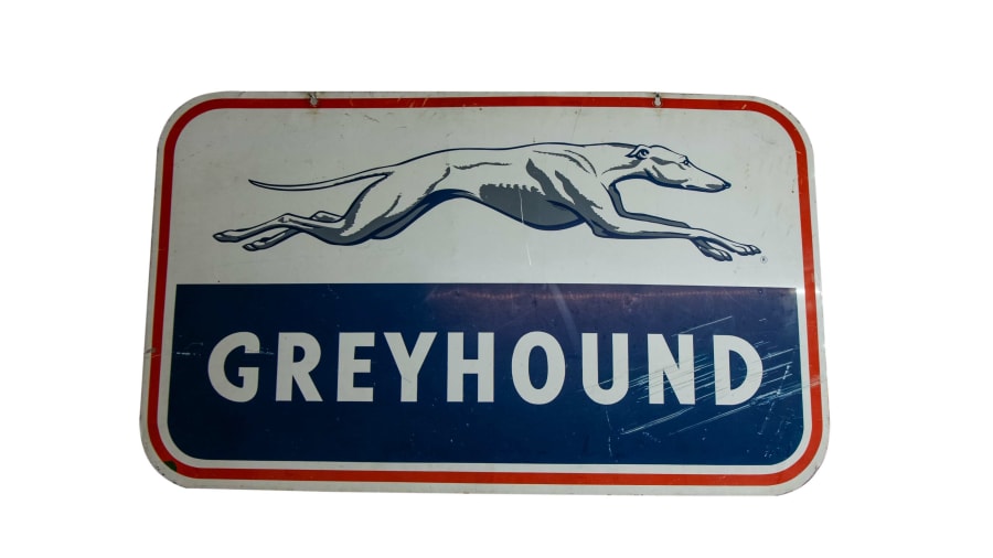 Greyhound Double-Sided Tin Sign at Indy Road Art 2022 as E482 - Mecum ...