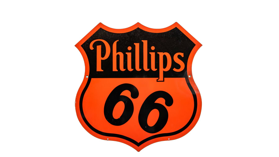 Phillips 66 Shield Double-Sided Porcelain Sign at Indy Road Art 2022 as ...