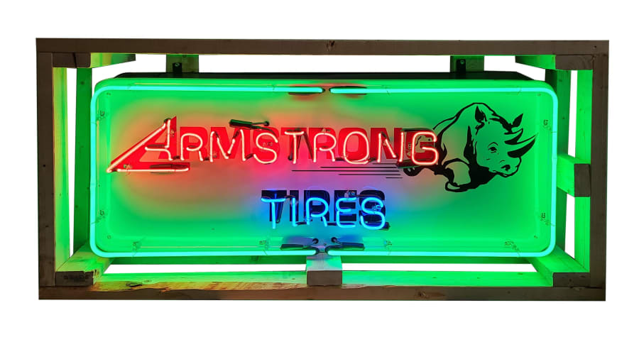 Armstrong Tires Single-Sided Tin Neon Sign at Indy Road Art 2022 as ...