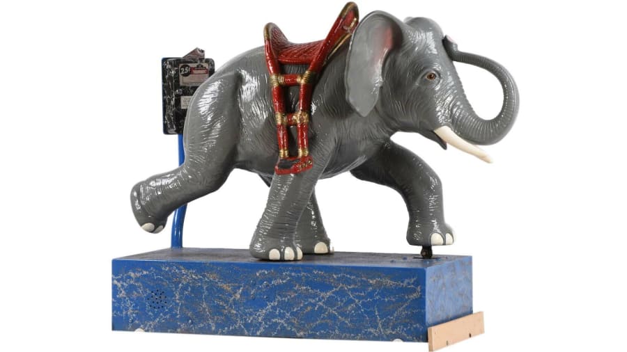 1954 Tusko Elephant Coin-Operated Kiddie Ride at Indy Road Art 2022 as ...
