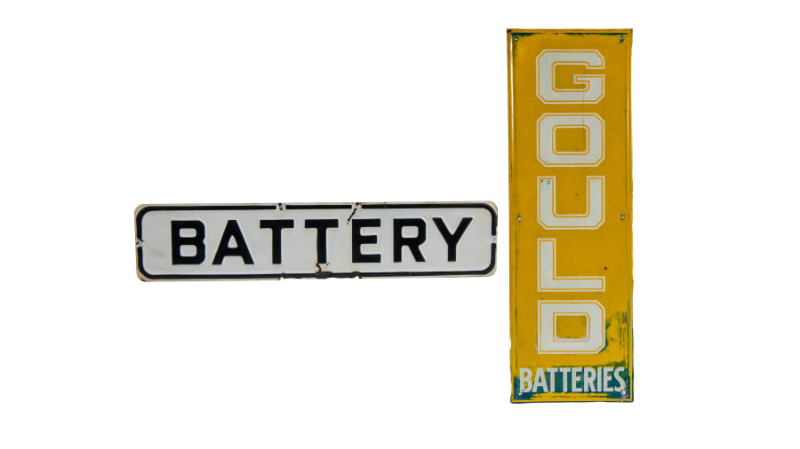 Gould Batteries and Battery Tin Signs for sale at Indy Road Art 2022 as ...