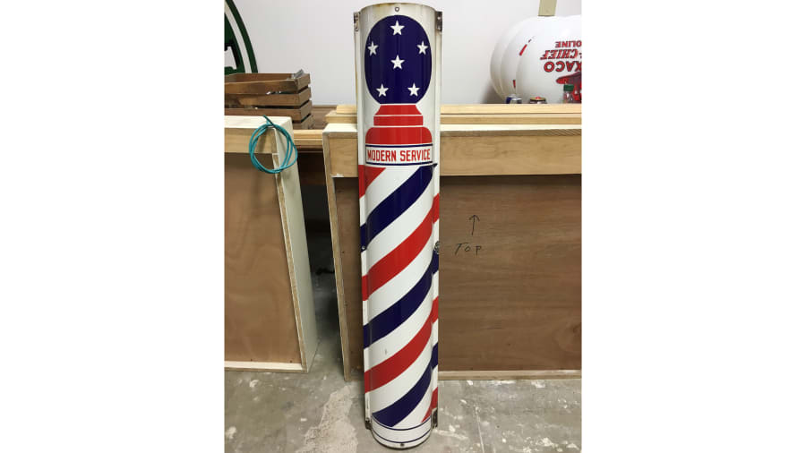 Modern Service Porcelain Barber Pole Sign SSP 9x48 at Indy 2016 as B45 ...