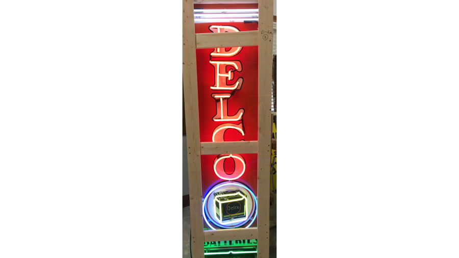 Delco Vertical Neon Sign SSTN 19x63 at Indy 2016 as K59 - Mecum Auctions