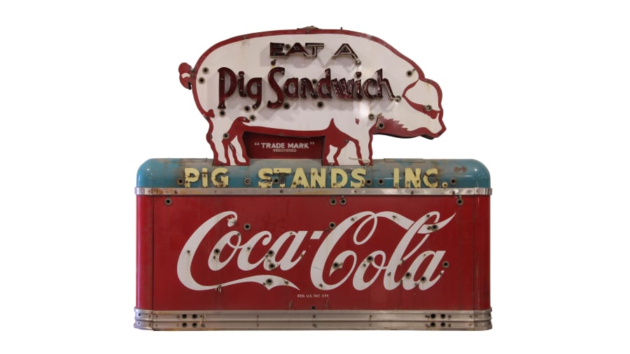 Pig Stands Inc. Coca-Cola 108x91x14 at The Walker Sign Collection 2015 ...