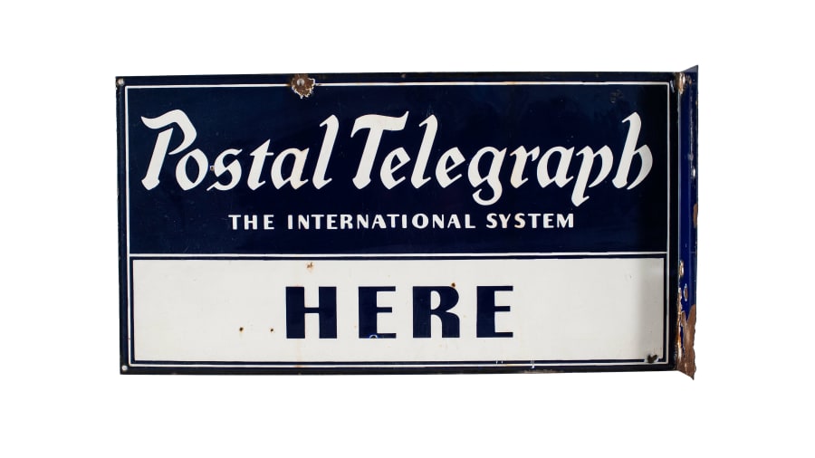 1930s Postal Telegraph Double-Sided Porcelain Flange Sign for Sale at ...