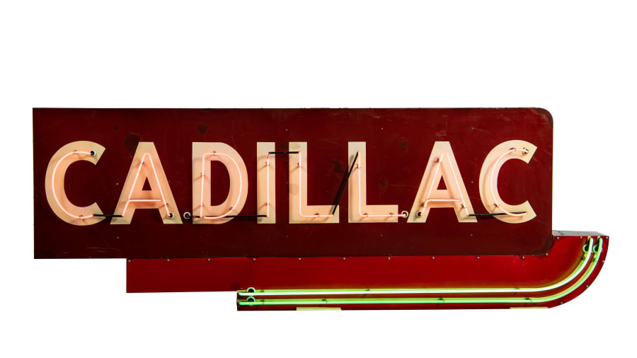 1930s-1940s Cadillac Single-Sided Porcelain Neon Dealership Sign for ...