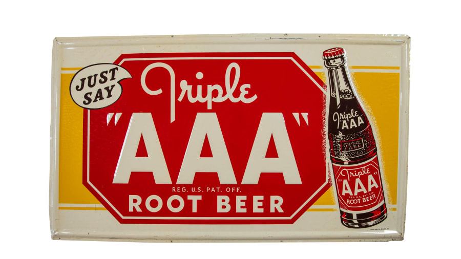 Triple AAA Root Beer Single-Sided Embossed Tin Sign for Sale at Auction ...