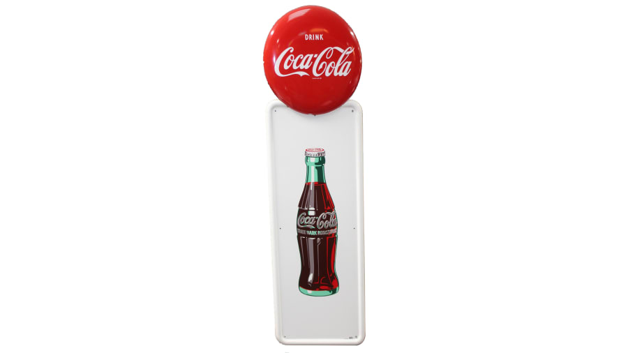 Coca-Cola Single-Sided Pilaster Sign with Button at Indy 2023 as M166 ...