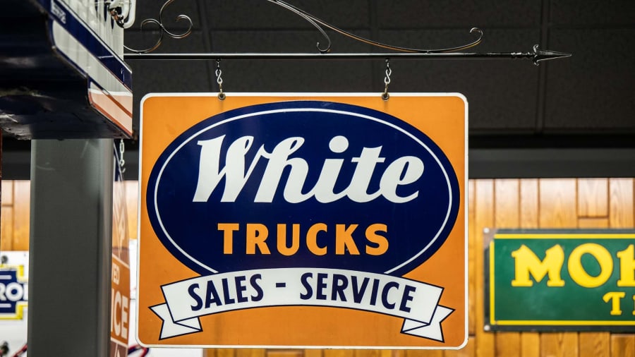White Trucks Double-Sided Porcelain Sign for Sale at Auction - Mecum ...