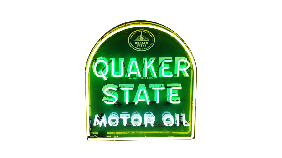 1968 Quaker State Motor Oil Single-Sided Tin Neon Sign for Sale at ...