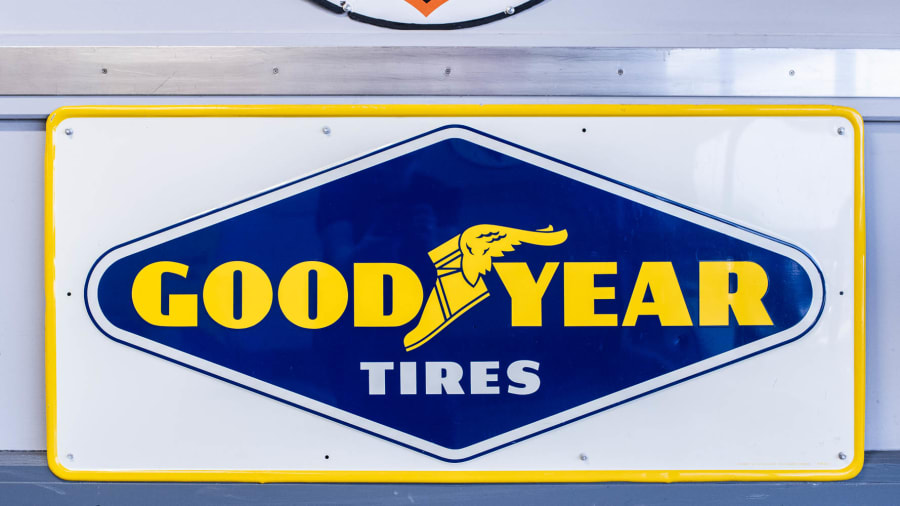 1961 Goodyear Tires Single-Sided Embossed Tin Sign for sale at The ...