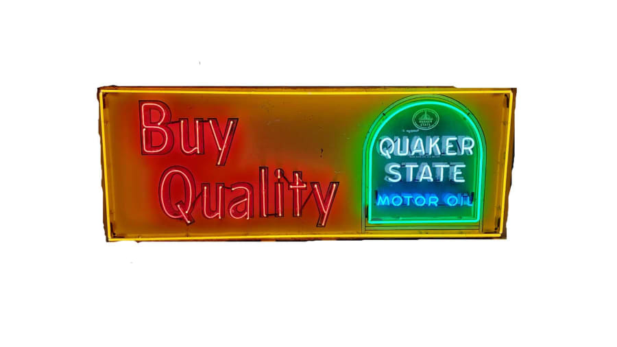 Quaker State Single-Sided Tin Neon Sign for Sale at Auction - Mecum ...