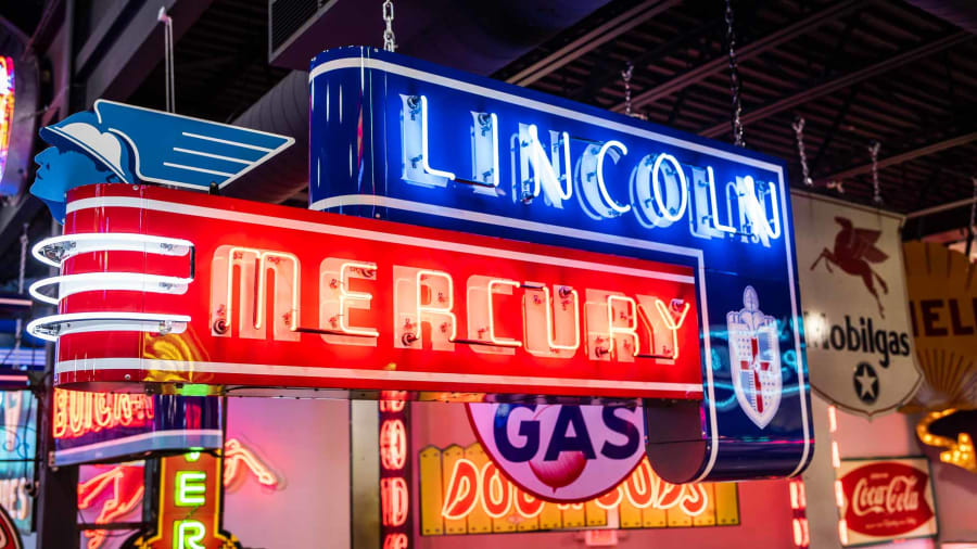 Lincoln Mercury Double-Sided Bullnose Neon Dealership Sign for Sale at ...