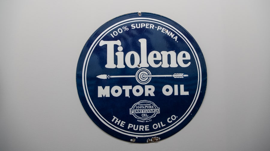 1930s Tiolene Motor Oil Double-Sided Porcelain Sign for Sale at Auction ...