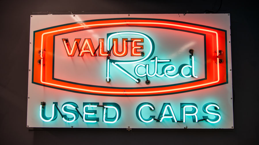 Value Rated Used Cars Single-Sided Porcelain Neon Sign for Sale at ...