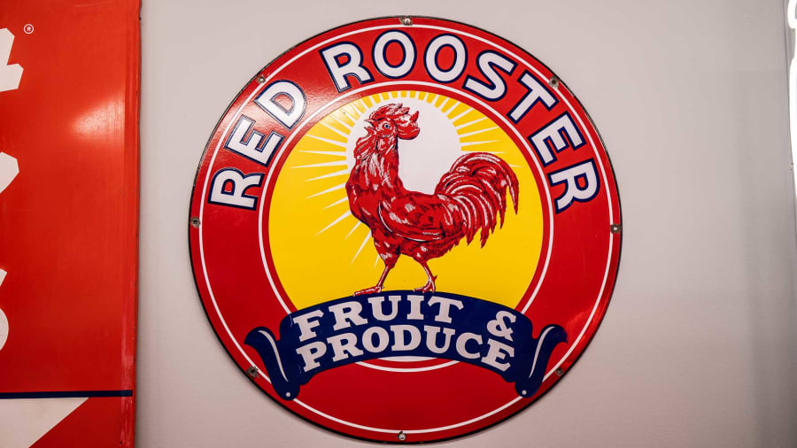 1940s Red Rooster Single-Sided Porcelain Sign for Sale at Auction ...