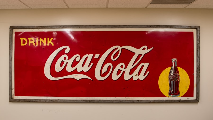 1940 Coca-Cola Single-Sided Framed Tin Sign at The World’s Largest Road ...