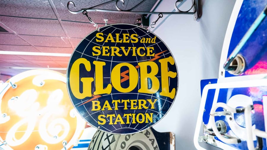 Globe Battery Sales & Service Station Double-Sided Porcelain Sign for ...