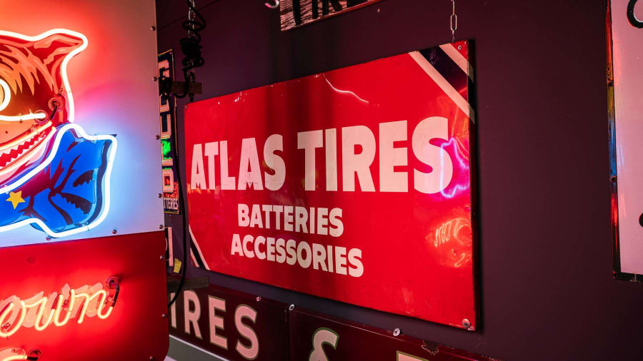 1963 Atlas Tires Single-Sided Tin Sign for Sale at Auction - Mecum Auctions