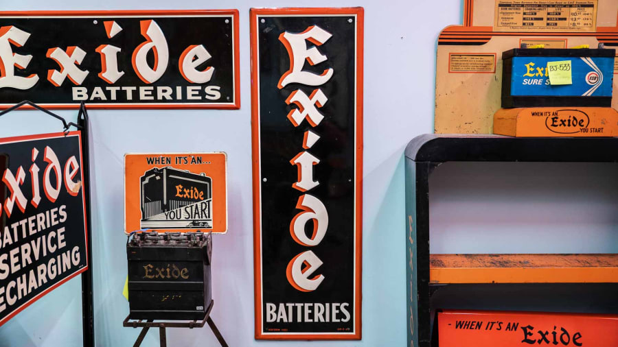 1949 Exide Batteries Single-Sided Embossed Tin Sign for Sale at Auction ...