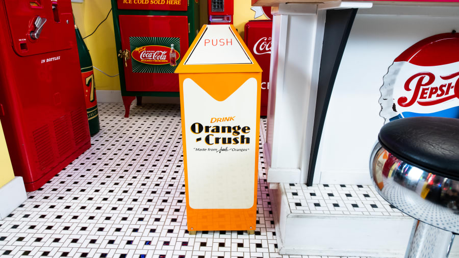 Orange Crush Garbage Can at The World’s Largest Road Art Auction 2023 ...