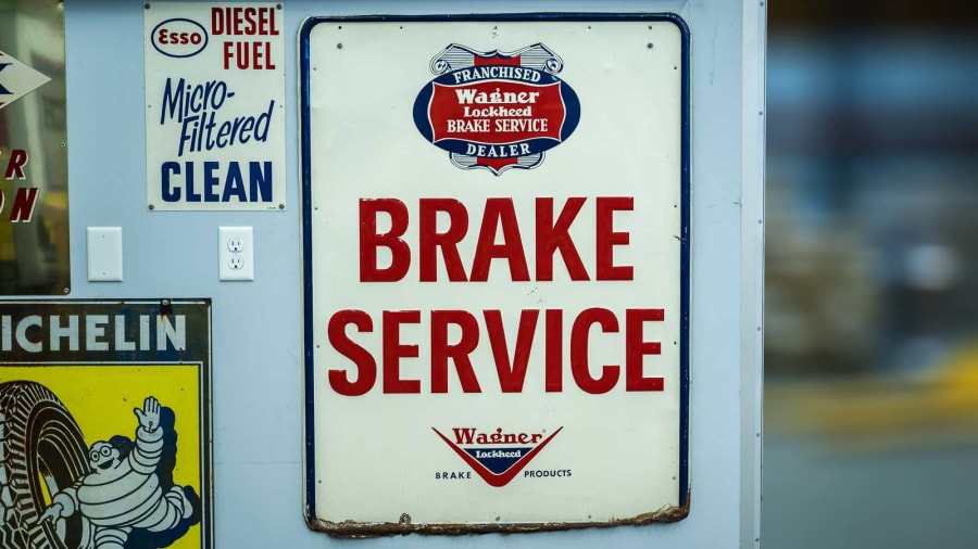 1940s-1950s Wagner Lockheed Brake Service Single-Sided Embossed Tin ...