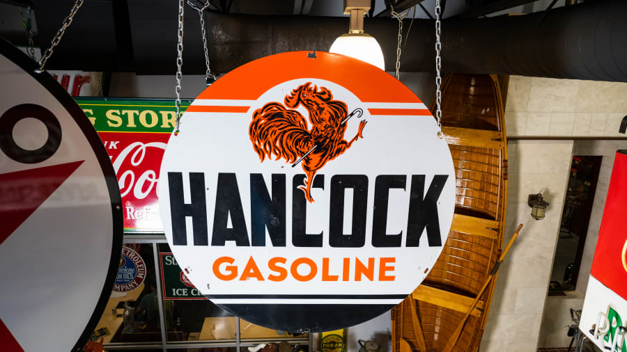 Hancock Gasoline Double-Sided Porcelain Sign for Sale at Auction ...