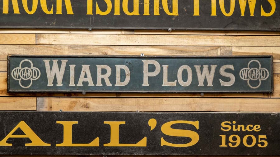 Early1900s Wiard Plows Single-Sided Smalt Sign for Sale at Auction ...