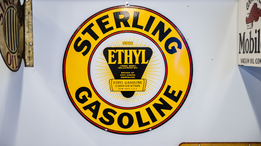 1930s Sterling Gasoline Double-Sided Porcelain Sign for Sale at Auction ...