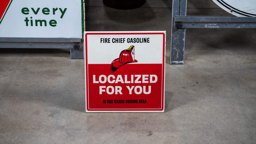 1960s Fire Chief Gasoline A-Frame Double-Sided Tin Sign at The World’s ...