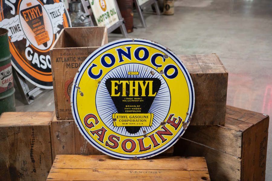 Conoco Gasoline with Ethyl Double-Sided Porcelain Sign for Sale at ...