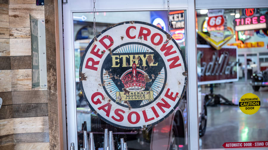 1930s Red Crown Gasoline with Ethyl Double-Sided Porcelain Sign for ...