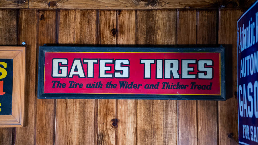 Gates Tires Single-Sided Tin Sign With Wood Frame for Sale at Auction ...