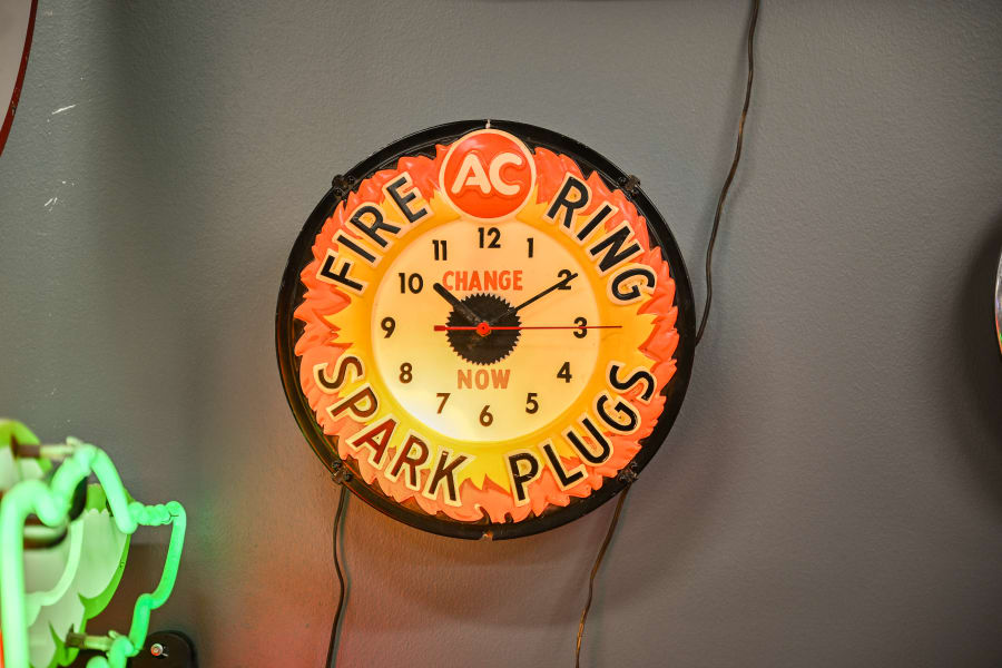 1960s AC Fire Ring Spark Plugs Light-Up Clock for Sale at Auction ...