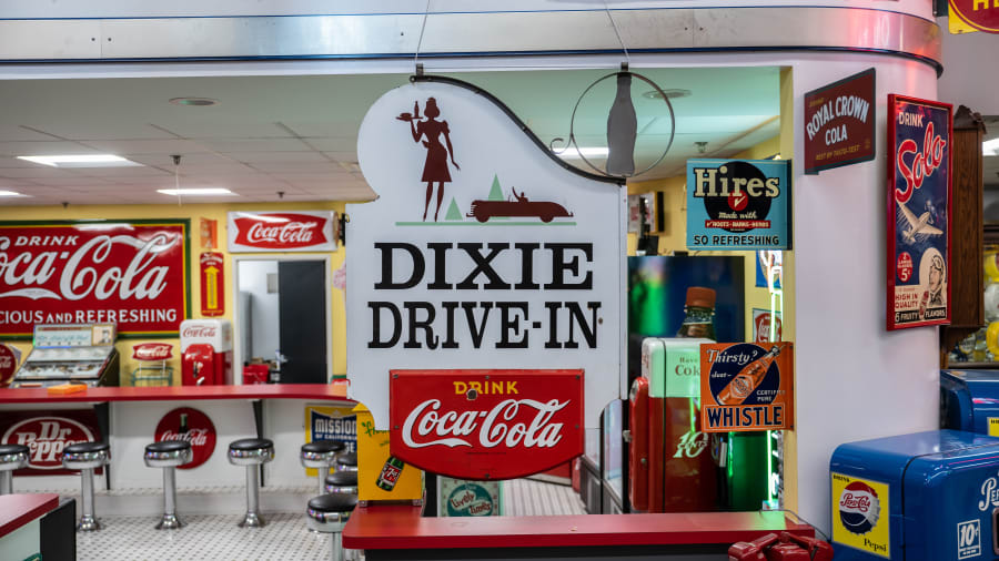 Dixie Drive-In: Drink Coca-Cola Double-Sided Porcelain Sign for Sale at ...