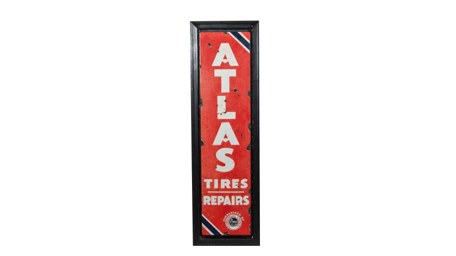 1930s-1940s Atlas Tires Single-Sided Porcelain Sign for Sale at Auction ...