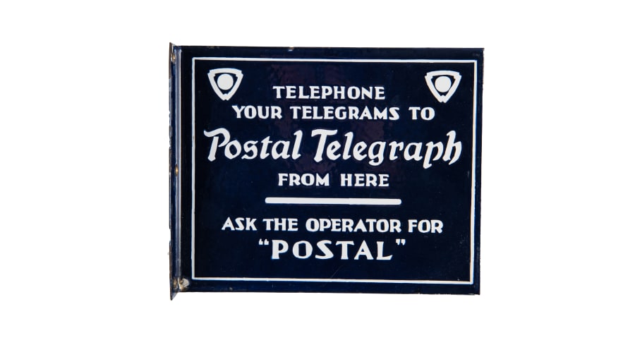 Postal Telegraph Porcelain Flange Sign for Sale at Auction - Mecum Auctions