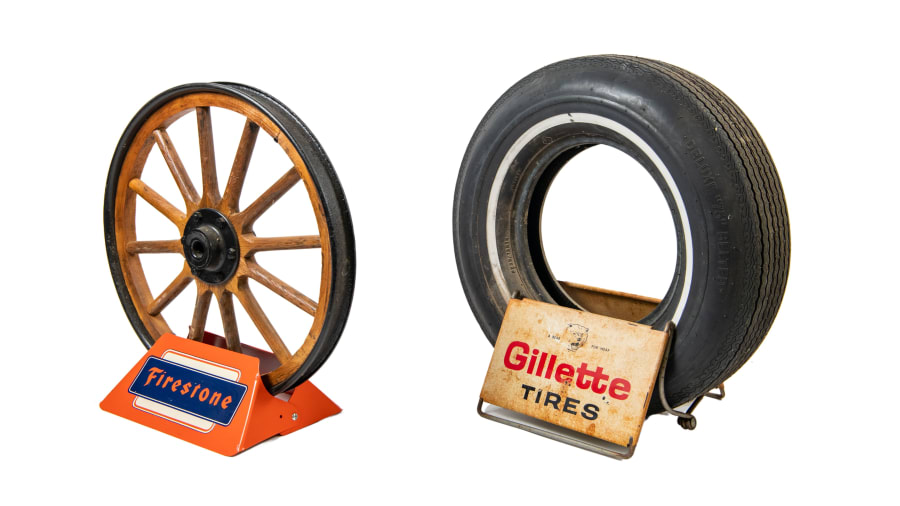 Firestone and Gillette Tire Holders and Tires, Lot of 4 for Sale at ...