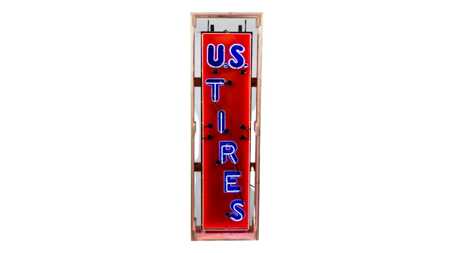 1940s U.S. Tires Single-Sided Porcelain Animated Neon Sign for Sale at ...