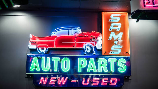 1950s Sam's Auto Parts Single-Sided Porcelain Animated Neon Sign at The ...