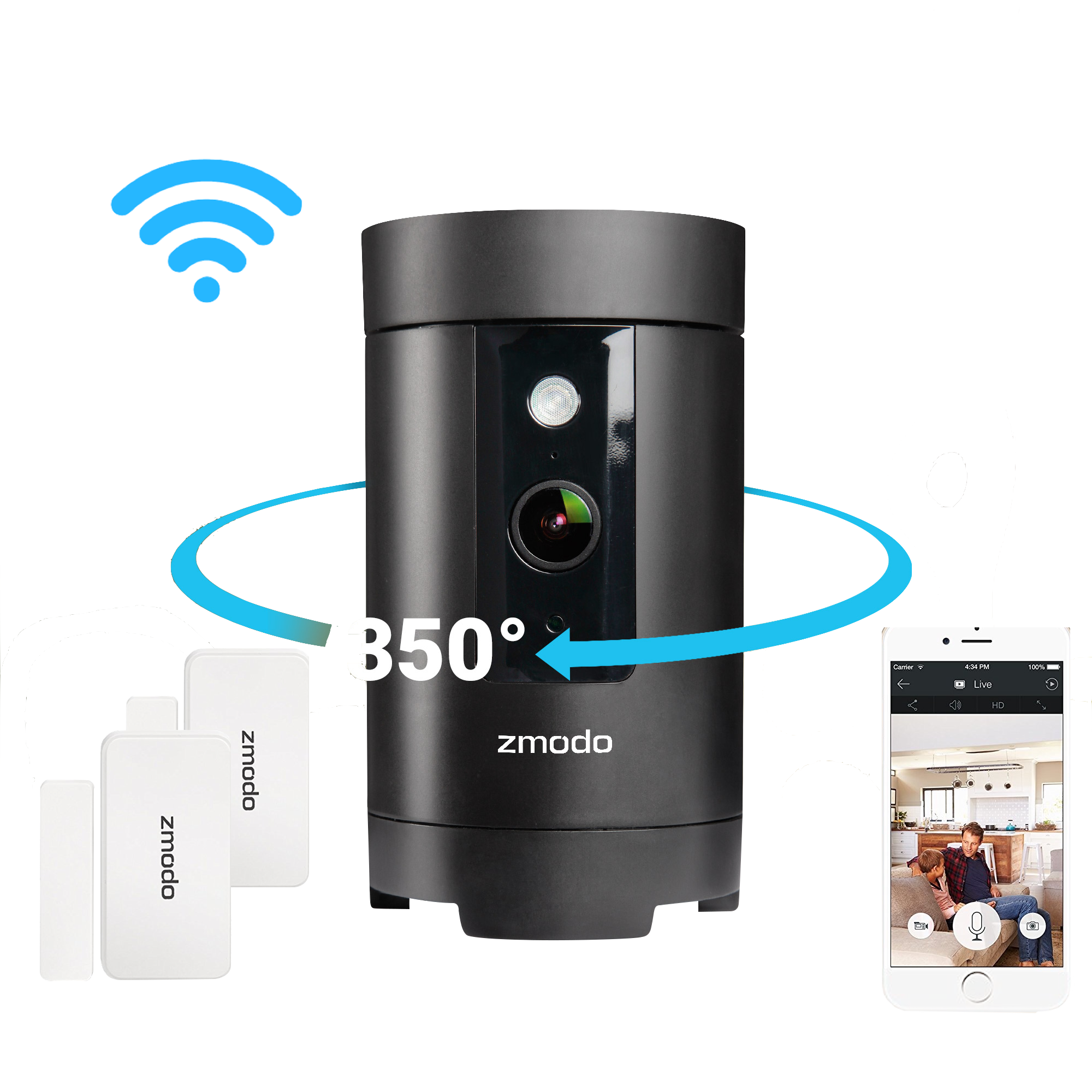 Meh: Zmodo Pivot 1080p 360° WiFi Camera with Smarthub and Window Sensors