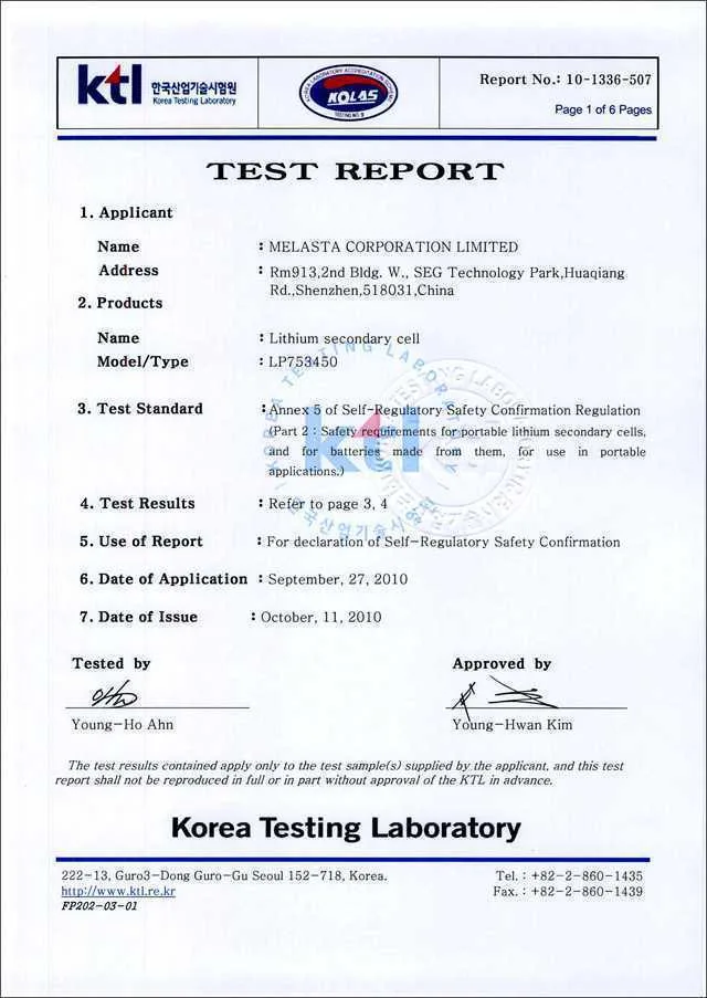 Certifications - Melasta Batterien GmbH