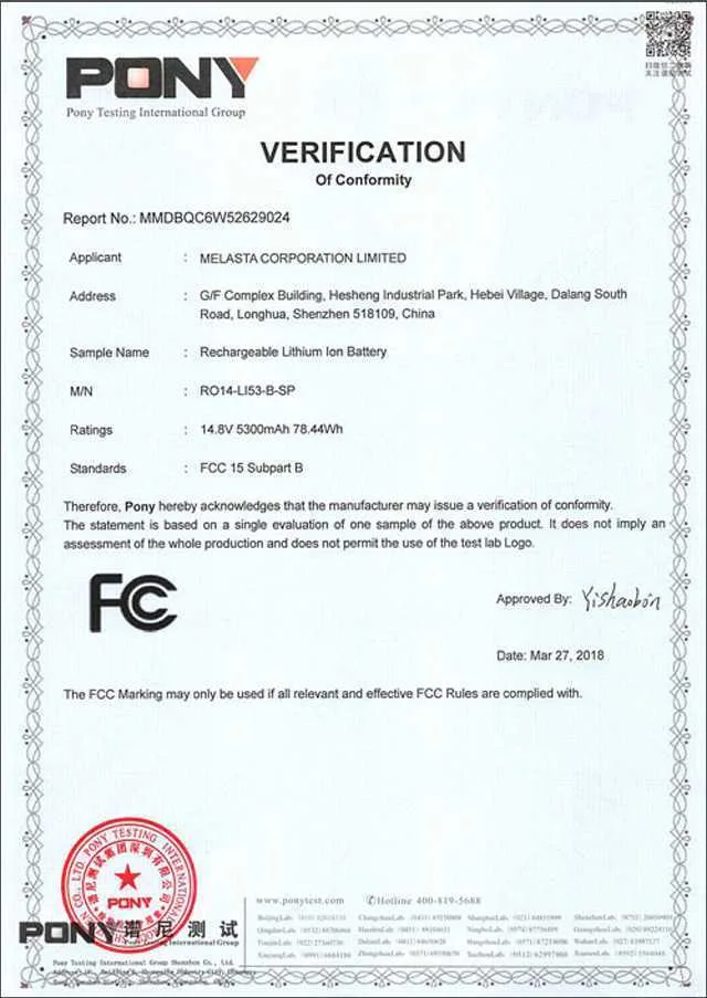 Certifications - Melasta Batterien GmbH