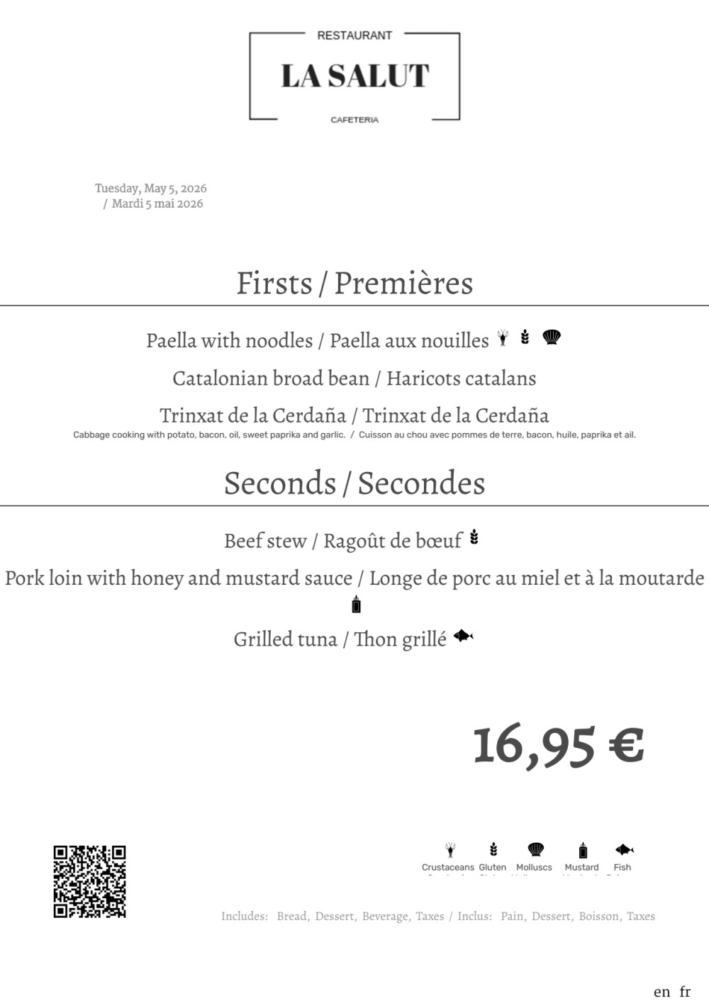 Menu Maker | Restaurant La Salut Set Menu