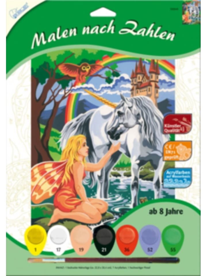 MAMMUT Spiel und Geschenk Malen nach Zahlen - Einhorn, 24 x 34 cm ...