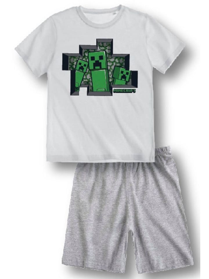 Minecraft Minecraft Pyjama kurzarm im Creeper Design in weiß günstig ...