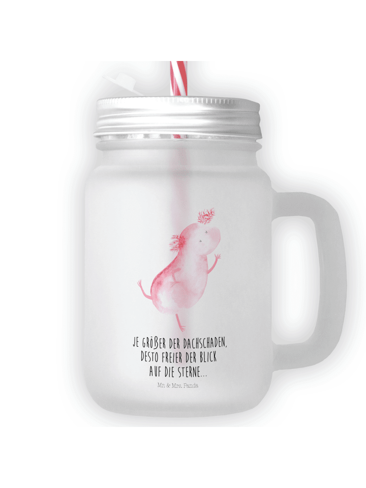 Mr. & Mrs. Panda Trinkglas Mason Jar Axolotl tanzt mit Spruch in ... Mr. & Mrs. Panda Trinkglas Mason Jar Axolotl tanzt mit Spruch in ...