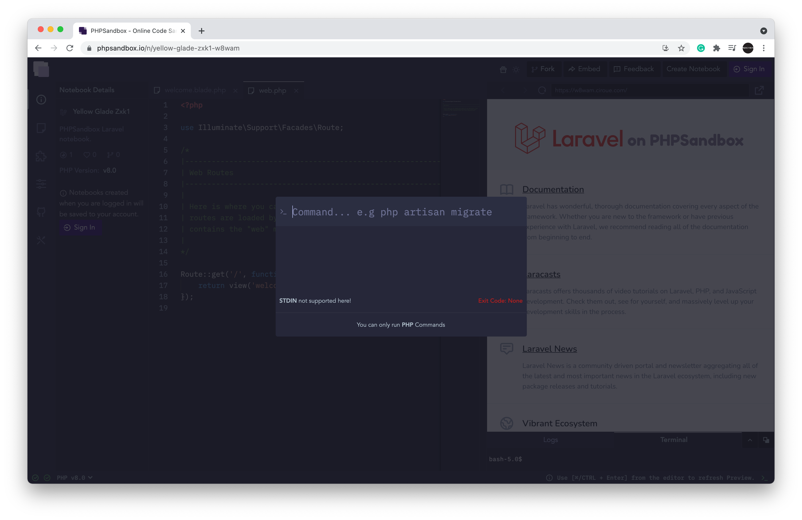 Running Commands Docs
