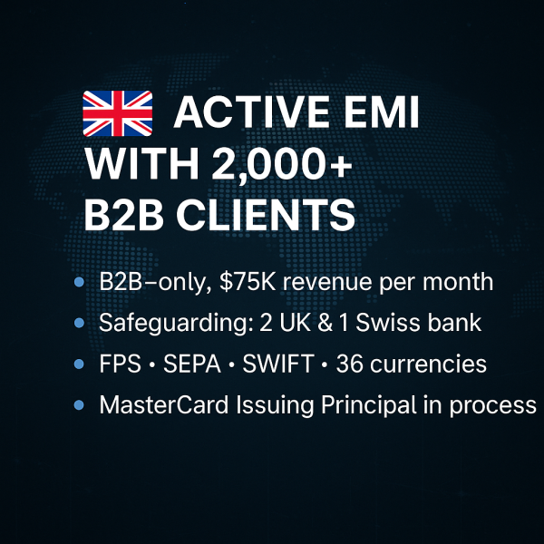 For Sale: Active UK EMI with 2,000+ B2B Clients