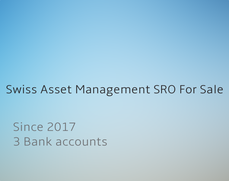 For Sale: Swiss Asset Management SRO/Finma